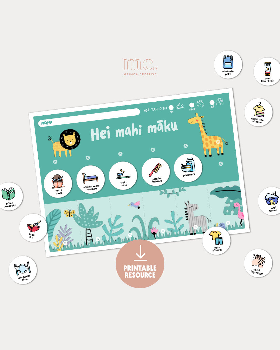 Te Reo Māori Printable Visual Routine Chart System | Starter Pack ...