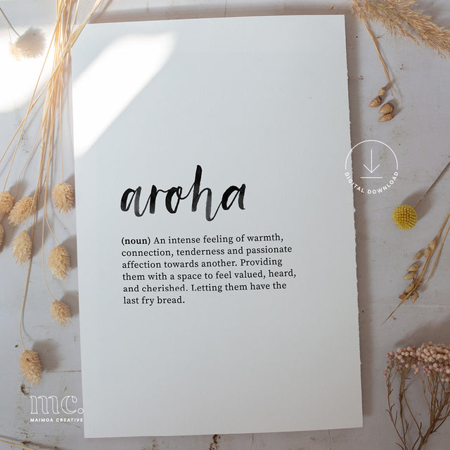 'Aroha' Love Definition Print - Digital Download | Maimoa Creative