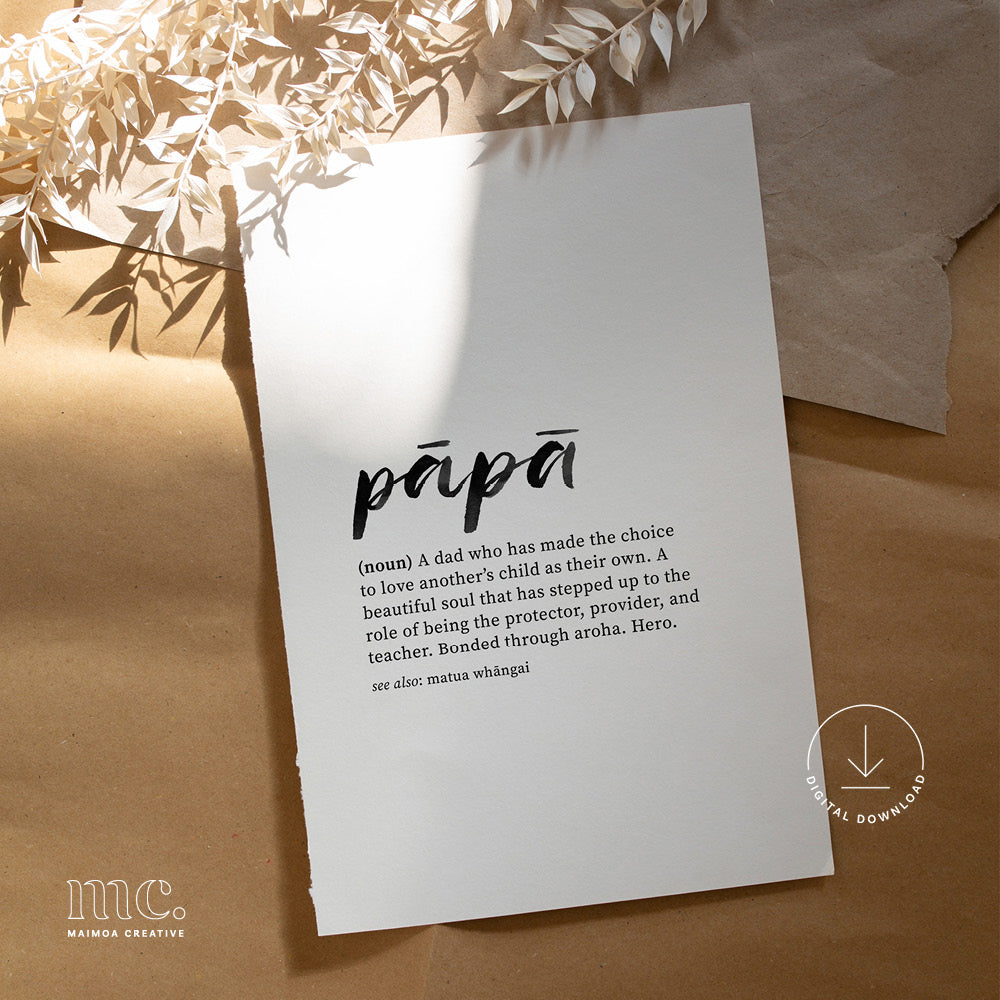 'Pāpā' (matua whāngai/stepdad) Definition Print | Digital Download ...