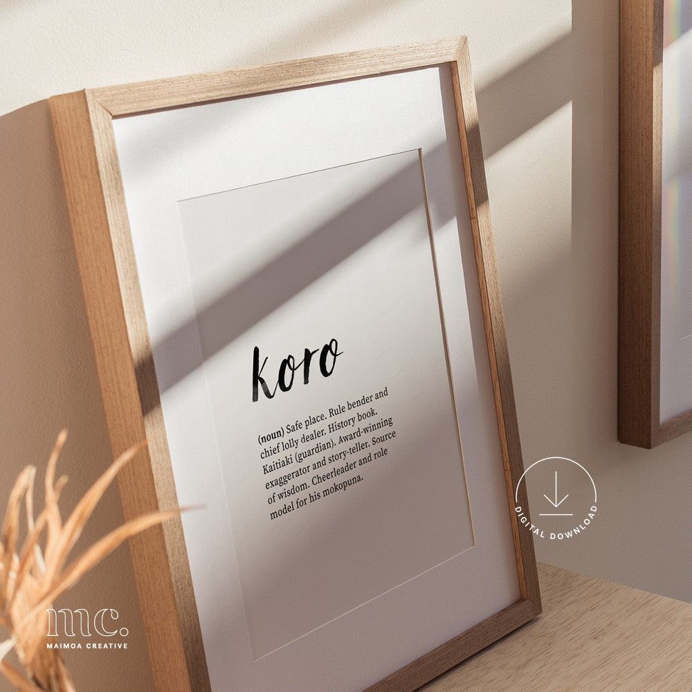 'Koro' Definition Print - Digital Download | Maimoa Creative