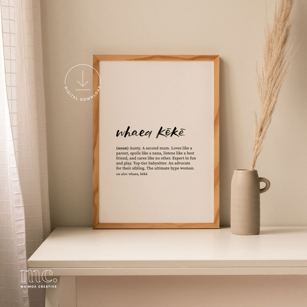 'Whaea Kēkē / Kōkā' Aunty Definition Print - Digital Download | Maimoa ...